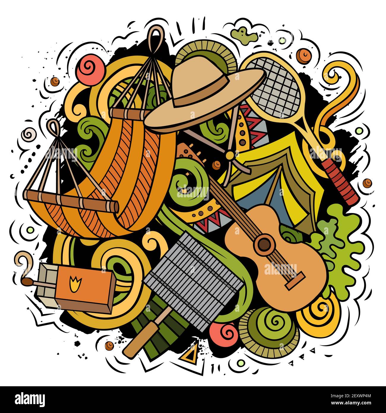 Picnic cartoon doodle illustration. Funny design Stock Vector Image ...