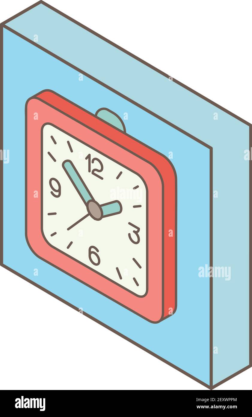 Square clock icon. Isometric illustration of square clock vector icon ...