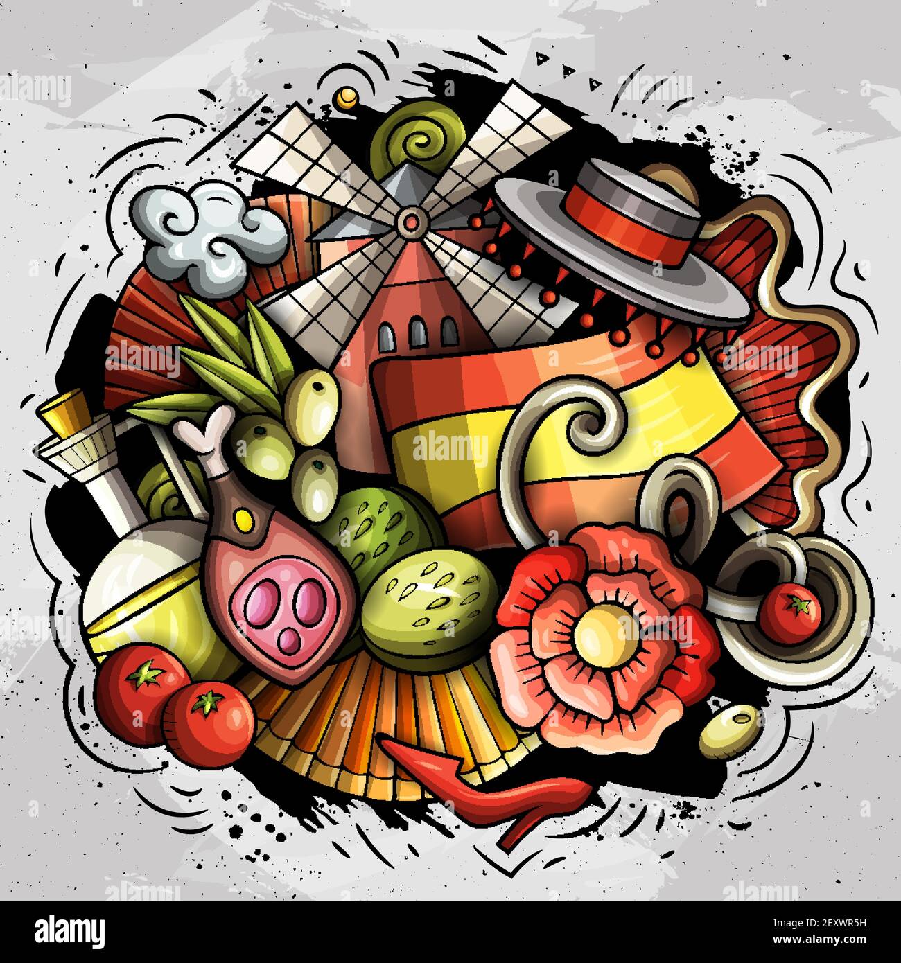 Spain hand drawn cartoon doodle illustration Stock Vector Image & Art ...