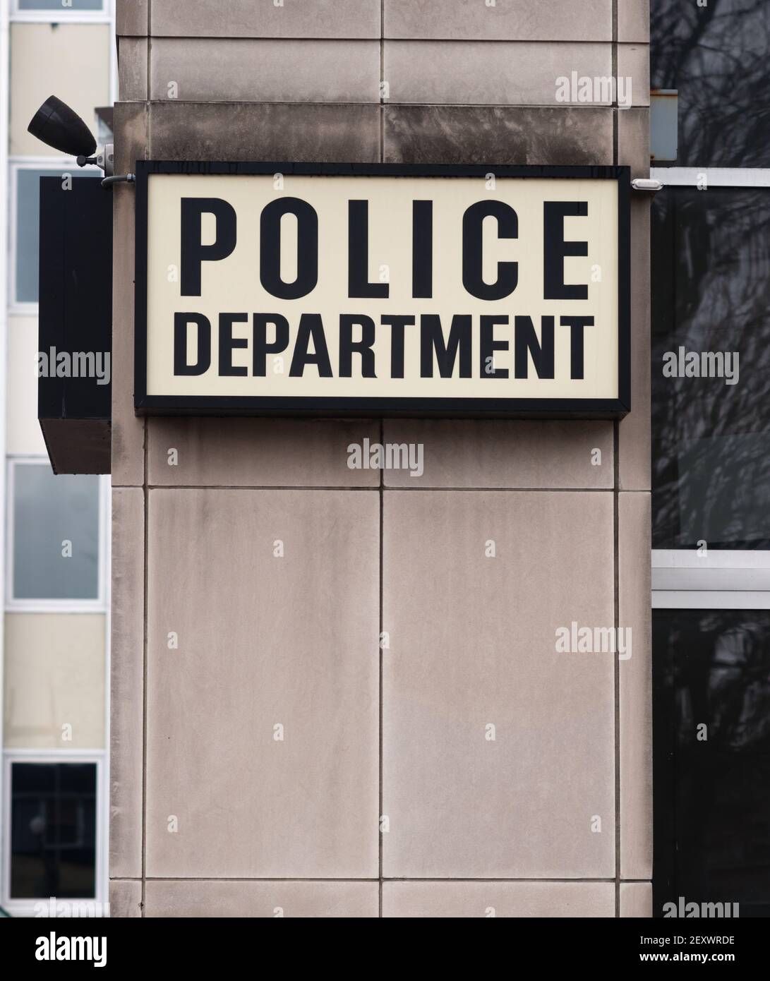 Downtown Precinct Police Department Sign Law Enforcement Building Stock ...