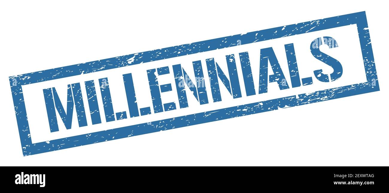 MILLENNIALS blue grungy rectangle stamp sign Stock Photo - Alamy