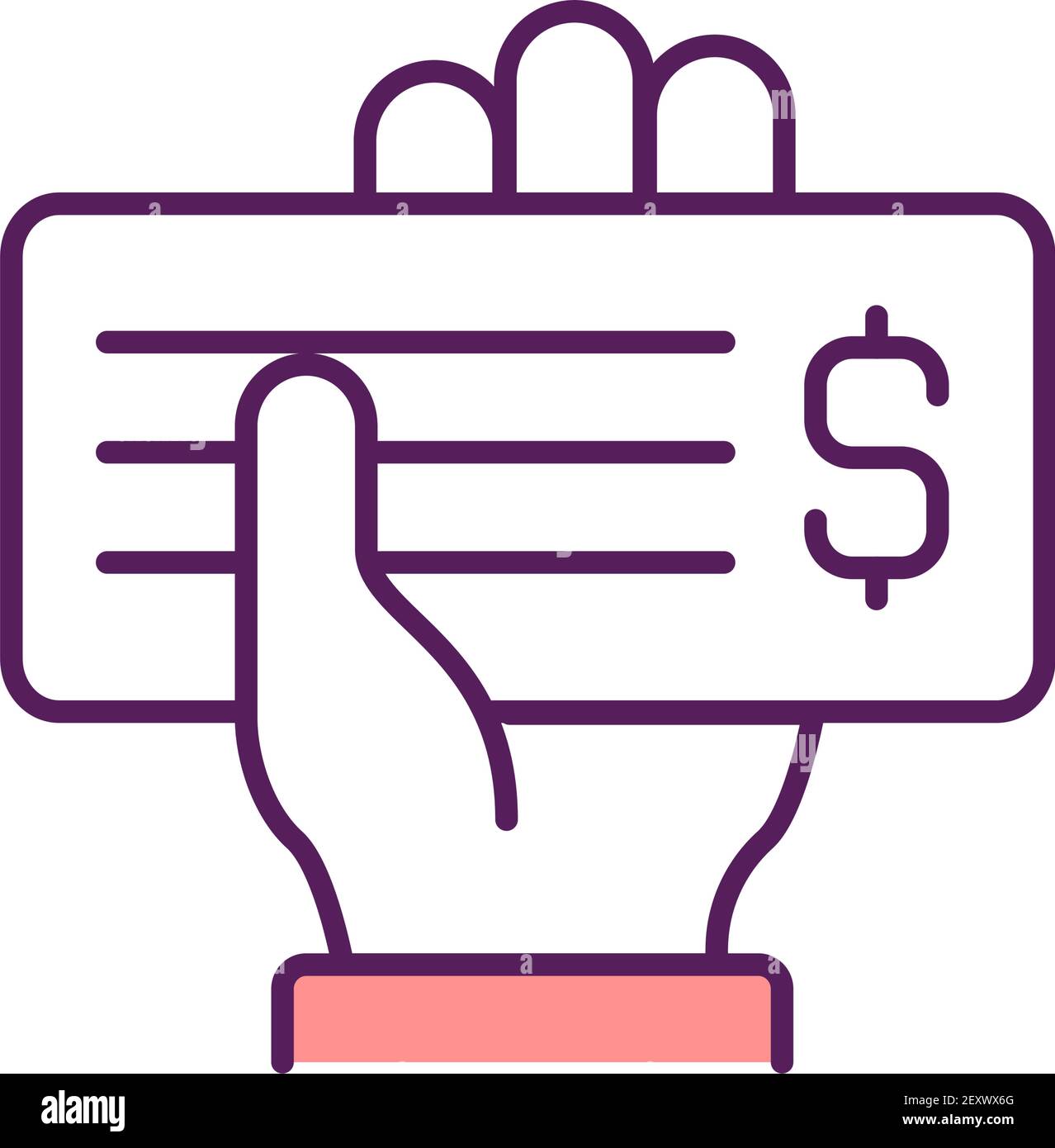 Money check red RGB color icon Stock Vector Image & Art - Alamy