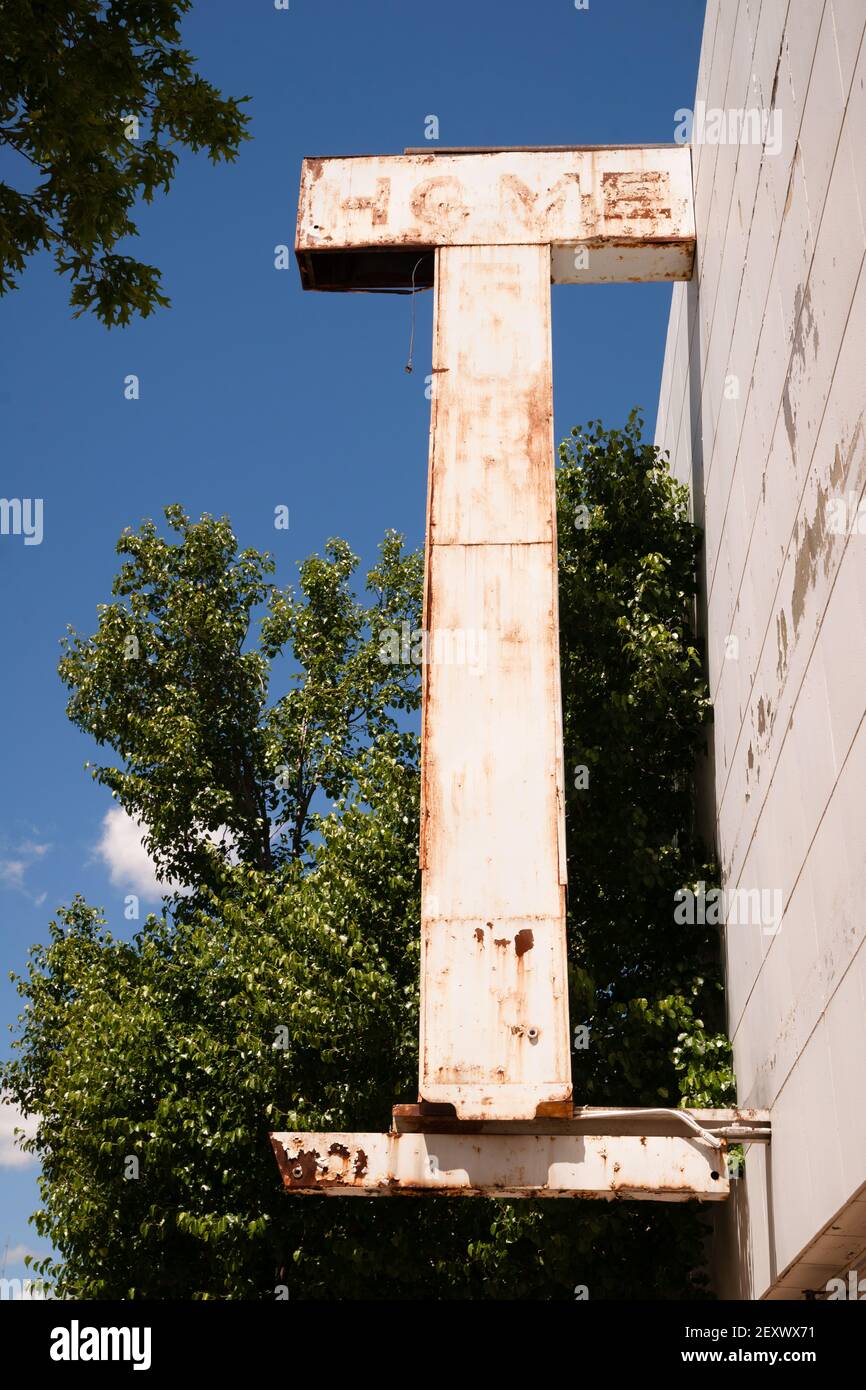 Home Furnishings Retail Store Sign Downtown Faded Away Stock Photo - Alamy