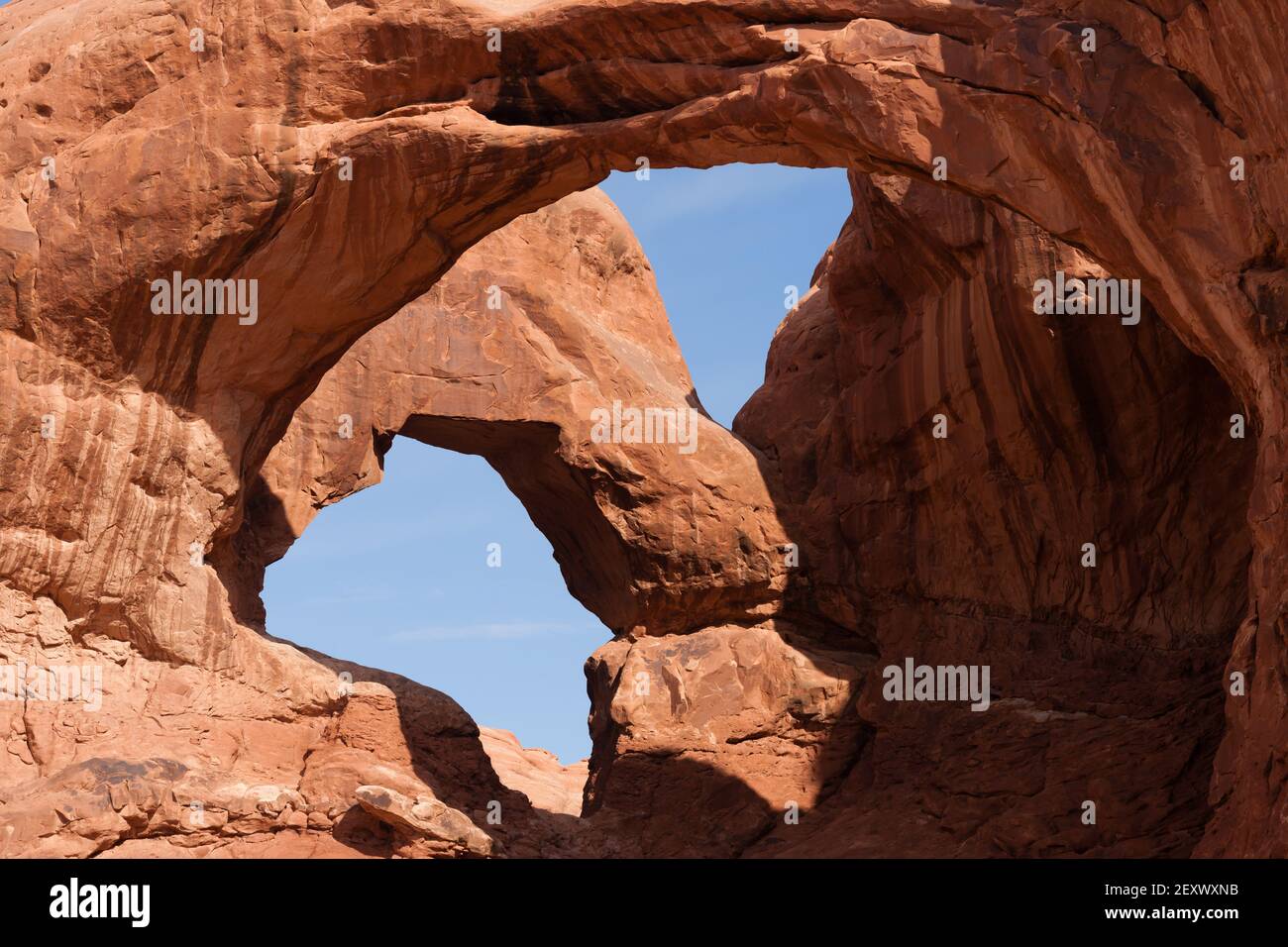 Arches National Park Rock Formations Double Window Arch Stock Photo - Alamy