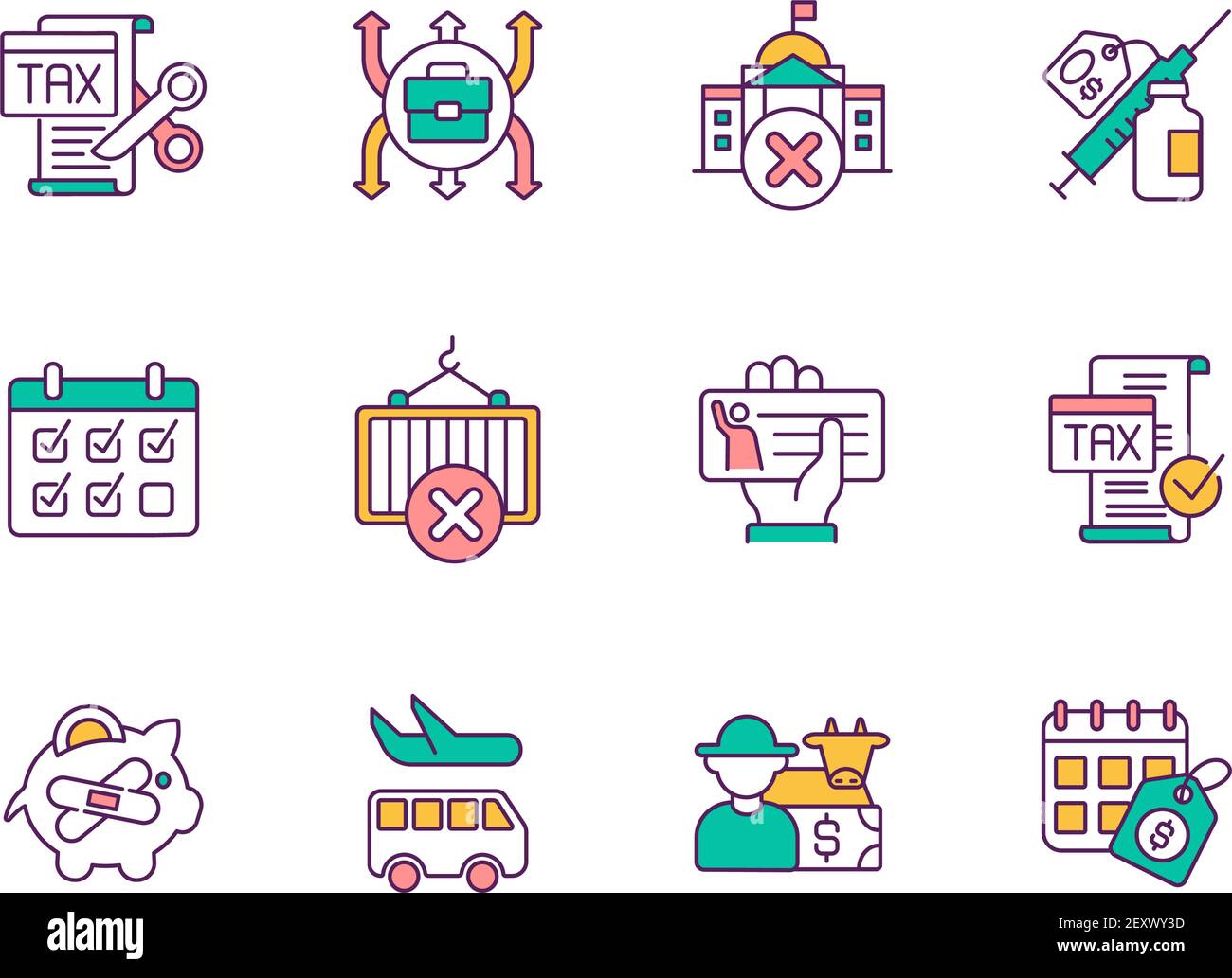 Economic recovery after quarantine RGB color icons set Stock Vector ...