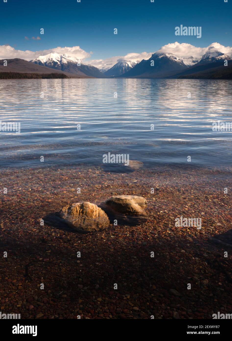 Clear Water Polished Rocks Lake McDonald Glacier National Park Montana ...