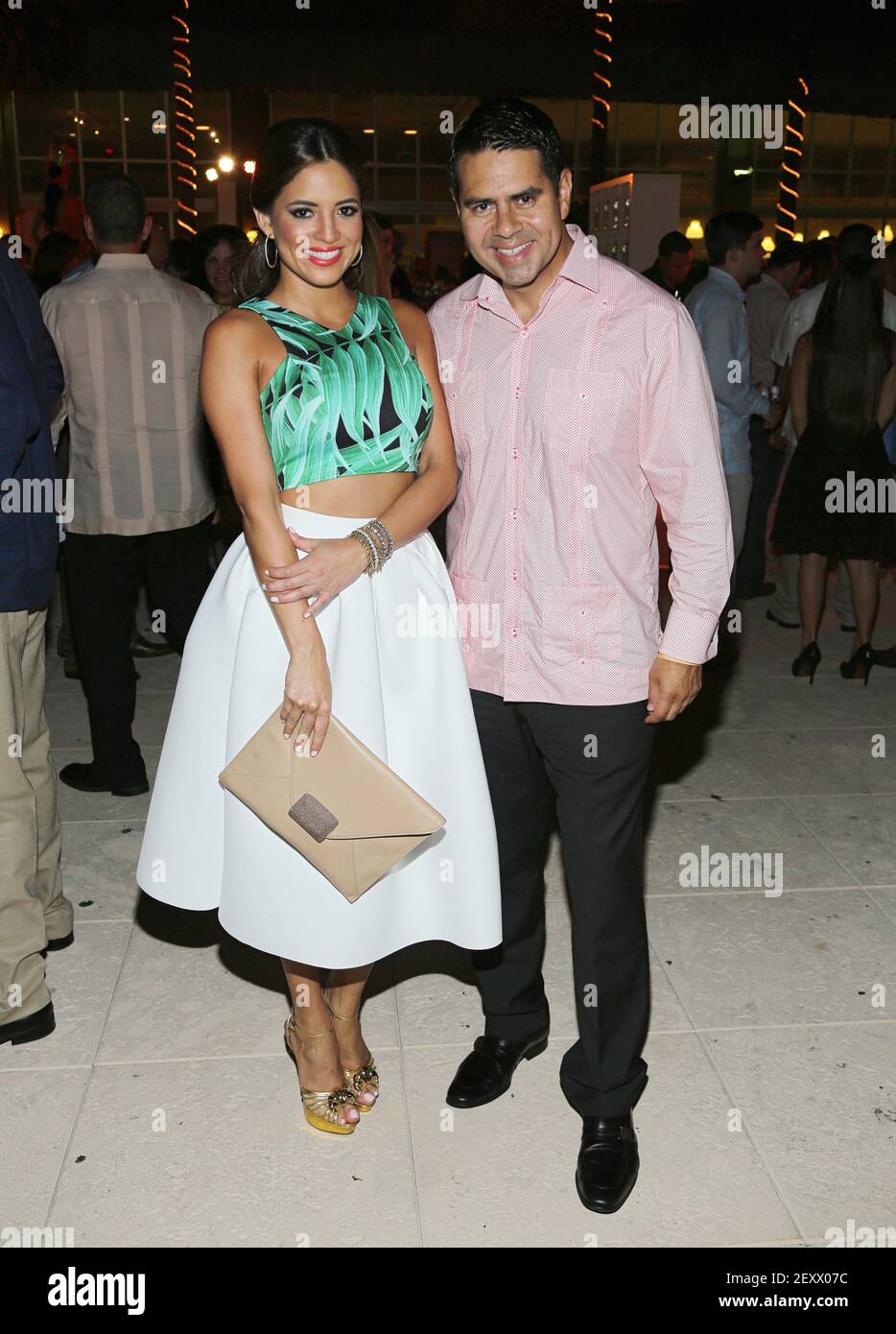Pamela Silva Conde and Cesar Conde are seen during Amigos For Kids Voya ...