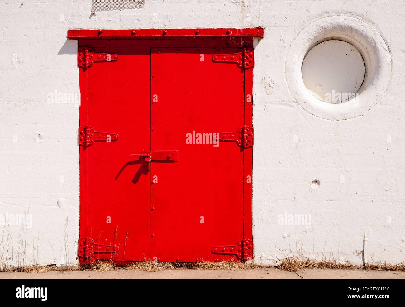 Big Red Metal Door Great Lakes Lighthouse Stock Photo - Alamy