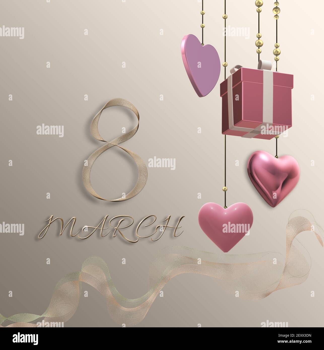 8th of March Women's Day elegant beautiful design template. Text 8 ...