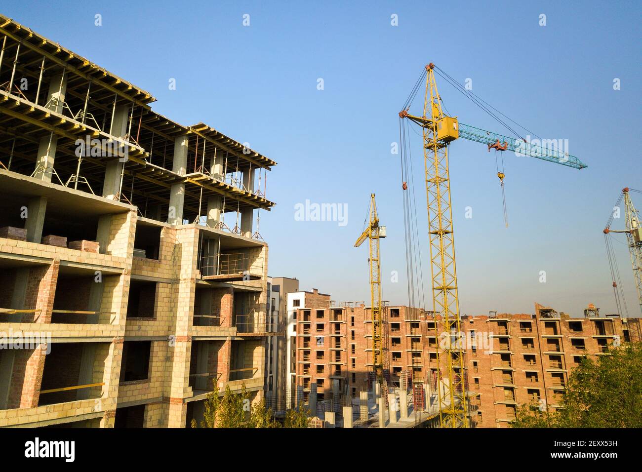High multi storey residential apartment buildings under construction ...