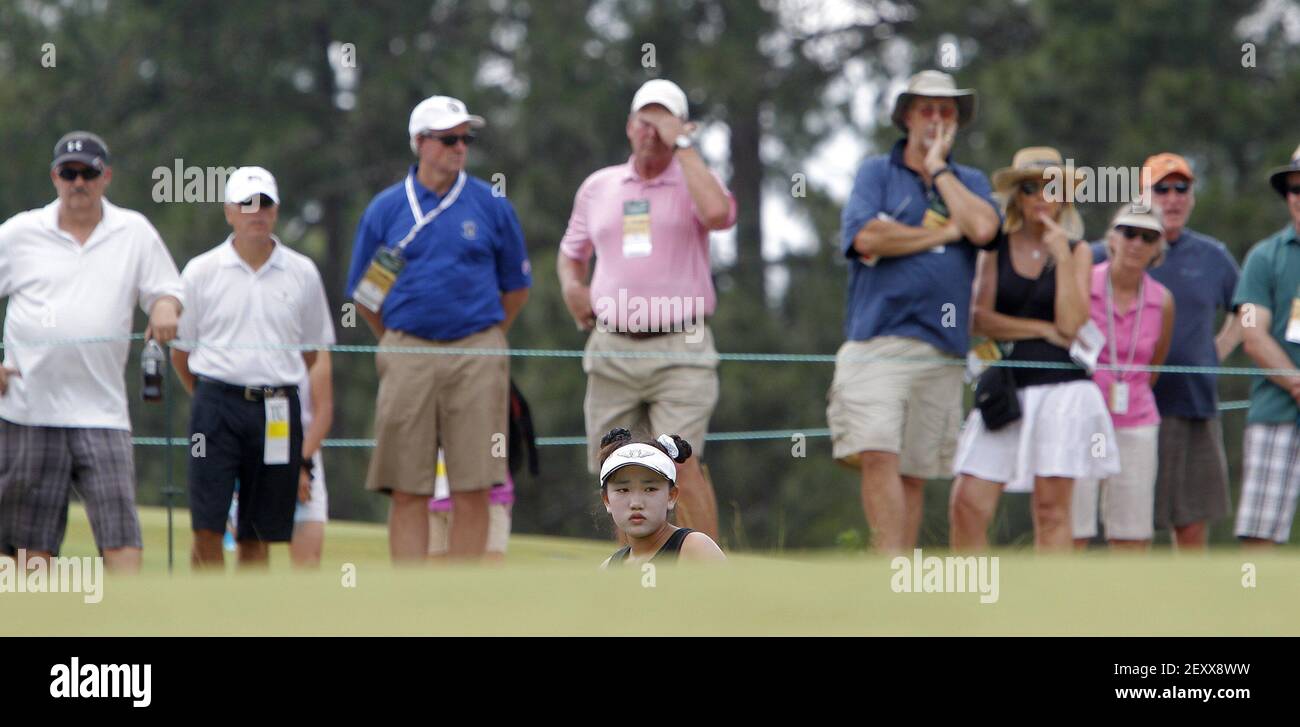 Lucy Li looks for her line on the fifth hole during the second day of ...