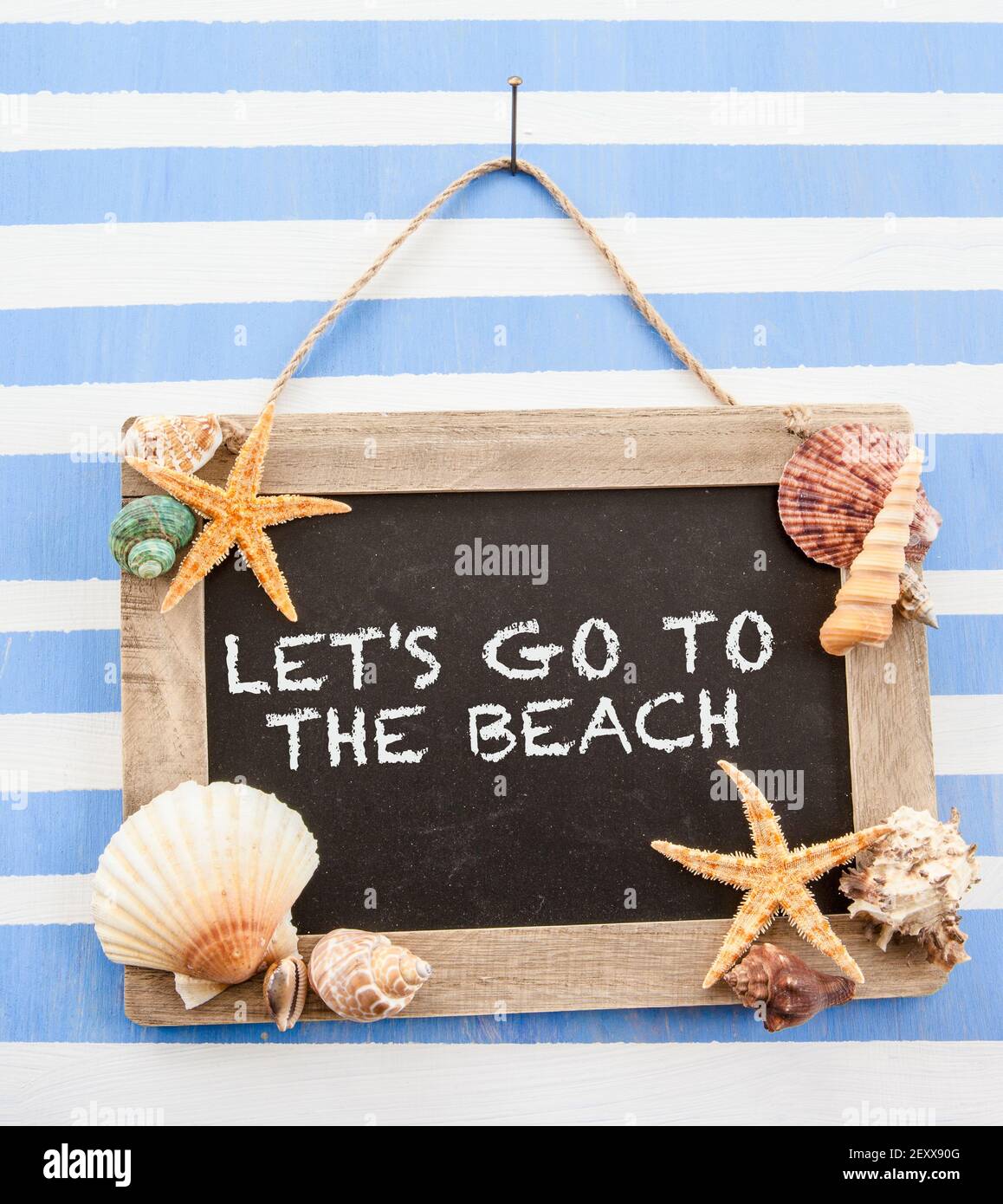 Rustic chalkboard on stripes Stock Photo - Alamy