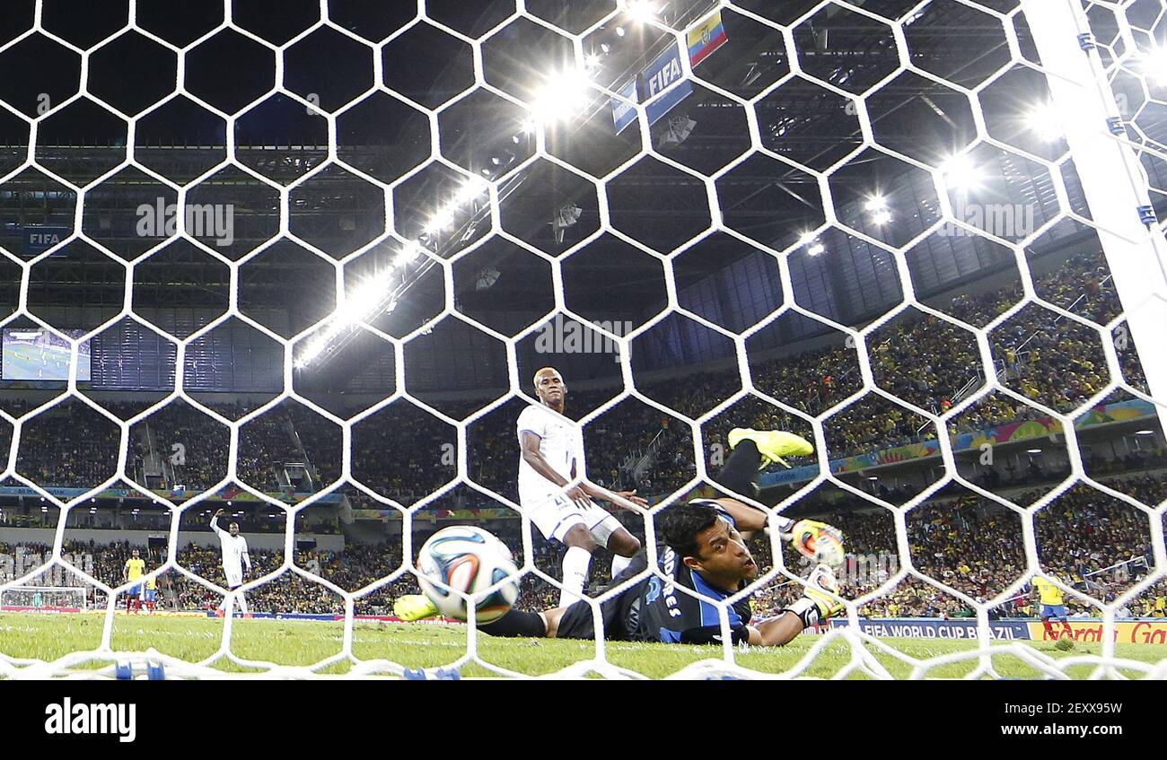 Ecuador's Enner Valencia goal during the group E 2014 FIFA World Cup ...