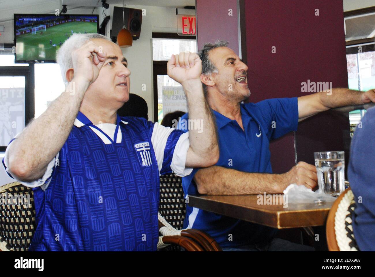 New York, NY - Greek soccer fans gathered at Athens Cafe in Astoria ...