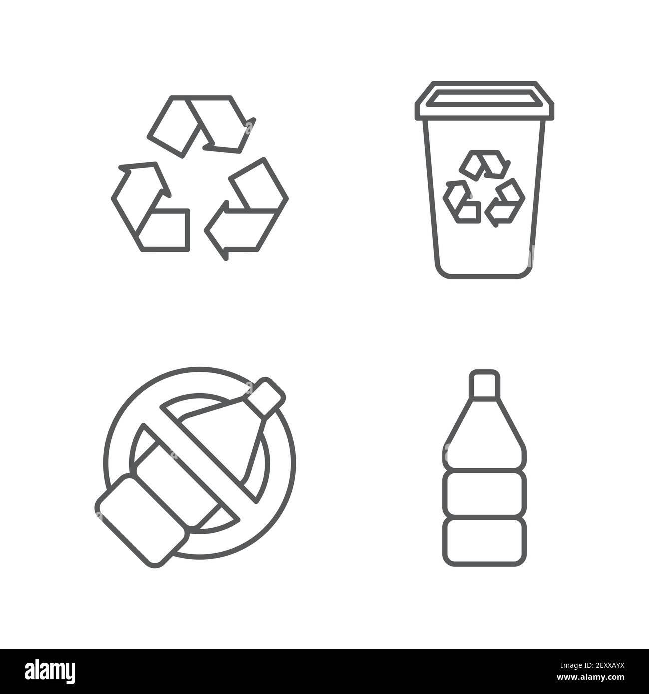 Set line Recycle bin with recycle icon, color, line, outline vector sign, linear style pictogram ...