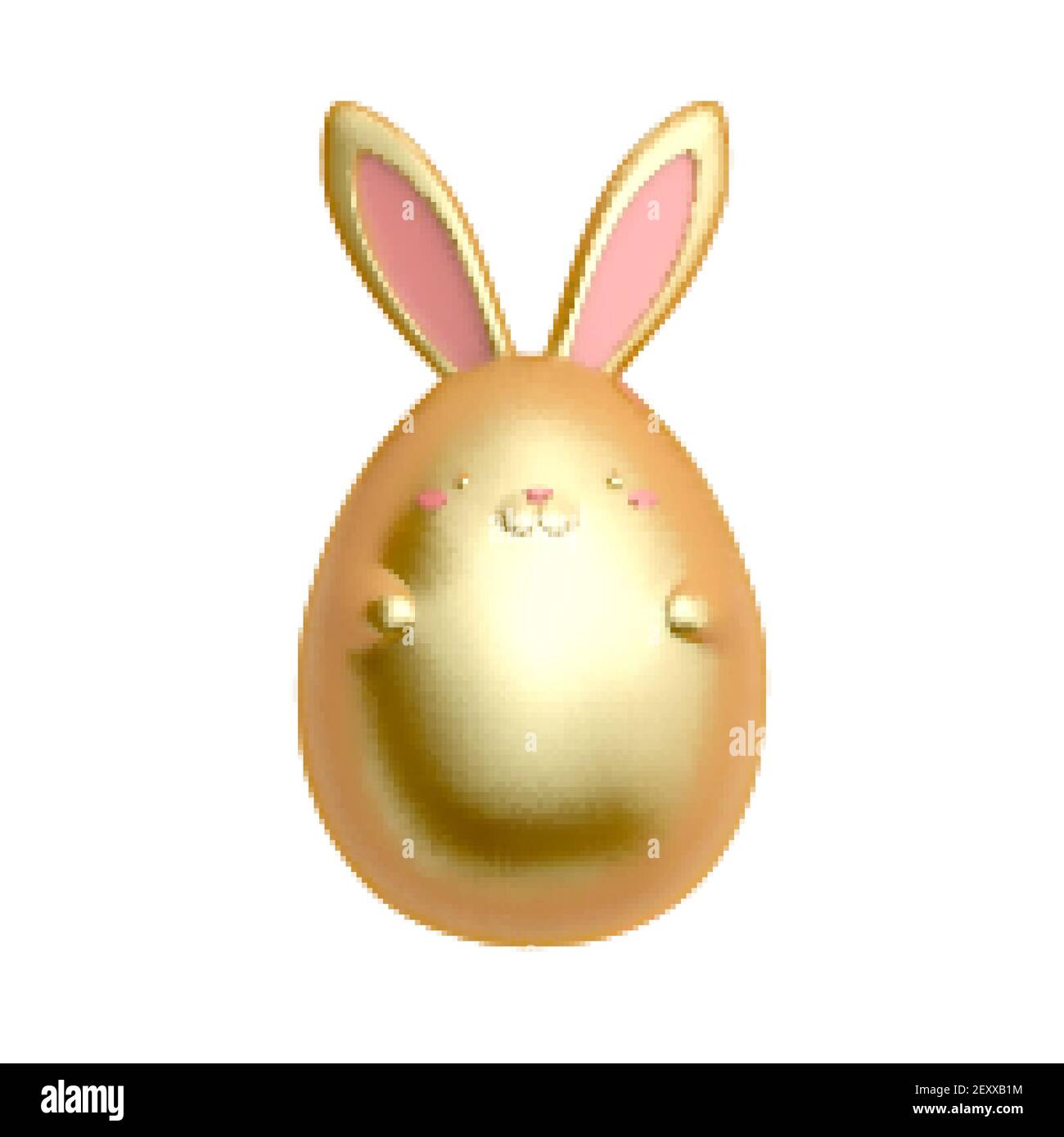 3d golden rabbit isolated on white background. Animal elements suitable ...