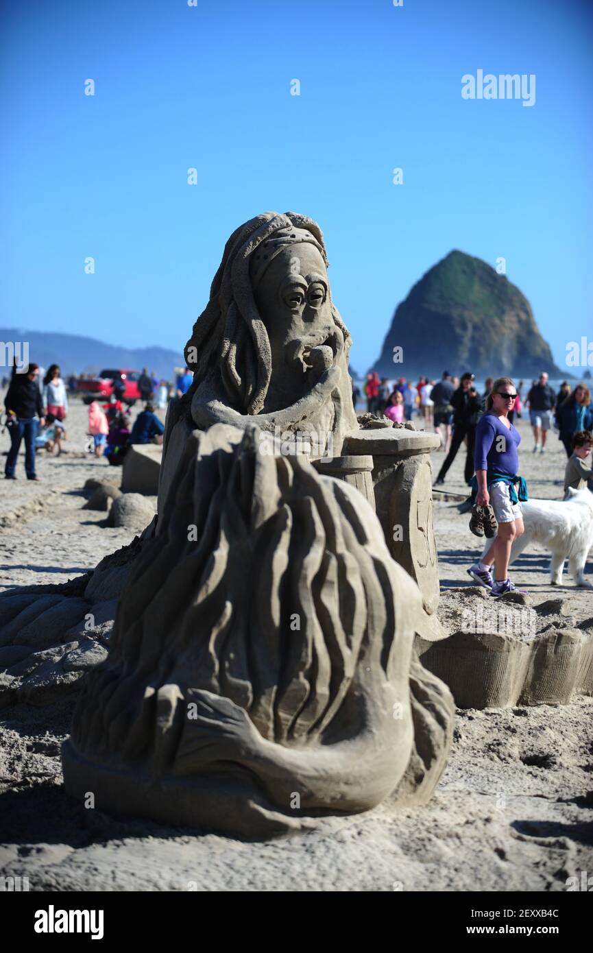 Thousands of people came out to observe the various sand sculptures ...