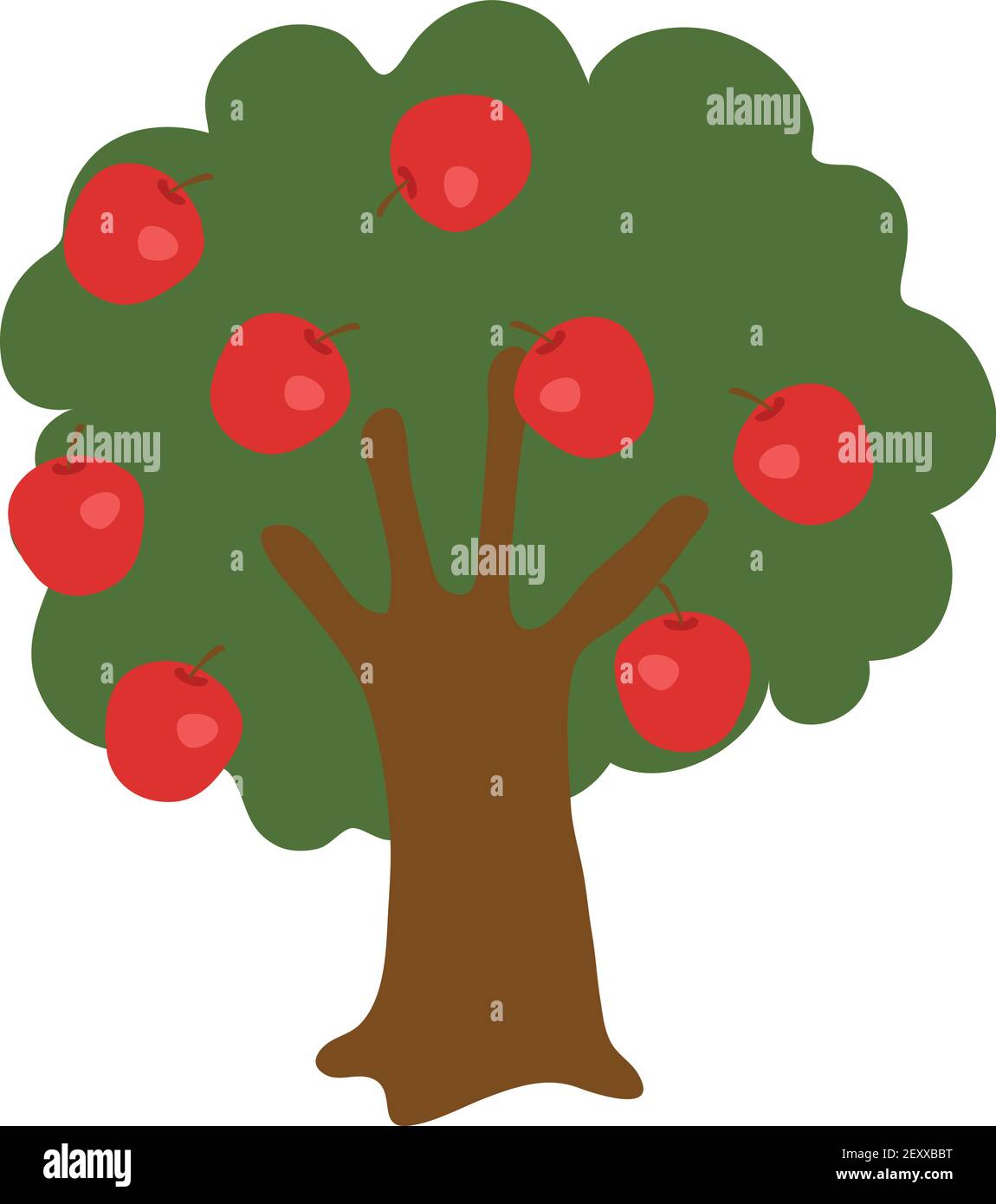 Apple tree vector illustration in flat design isolated on white ...
