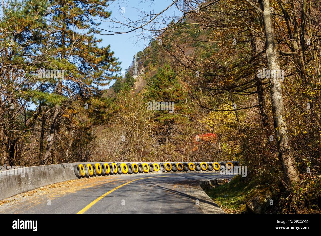 yellow and black car wheels for protection on the national highway g ...