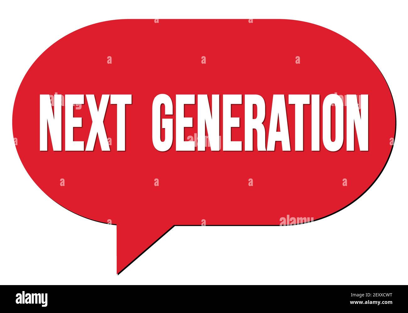 NEXT GENERATION text written in a red speech bubble stamp Stock Photo ...