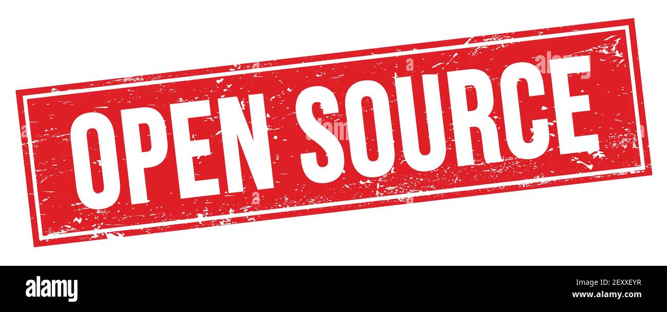 OPEN SOURCE text on red grungy rectangle stamp sign Stock Photo - Alamy