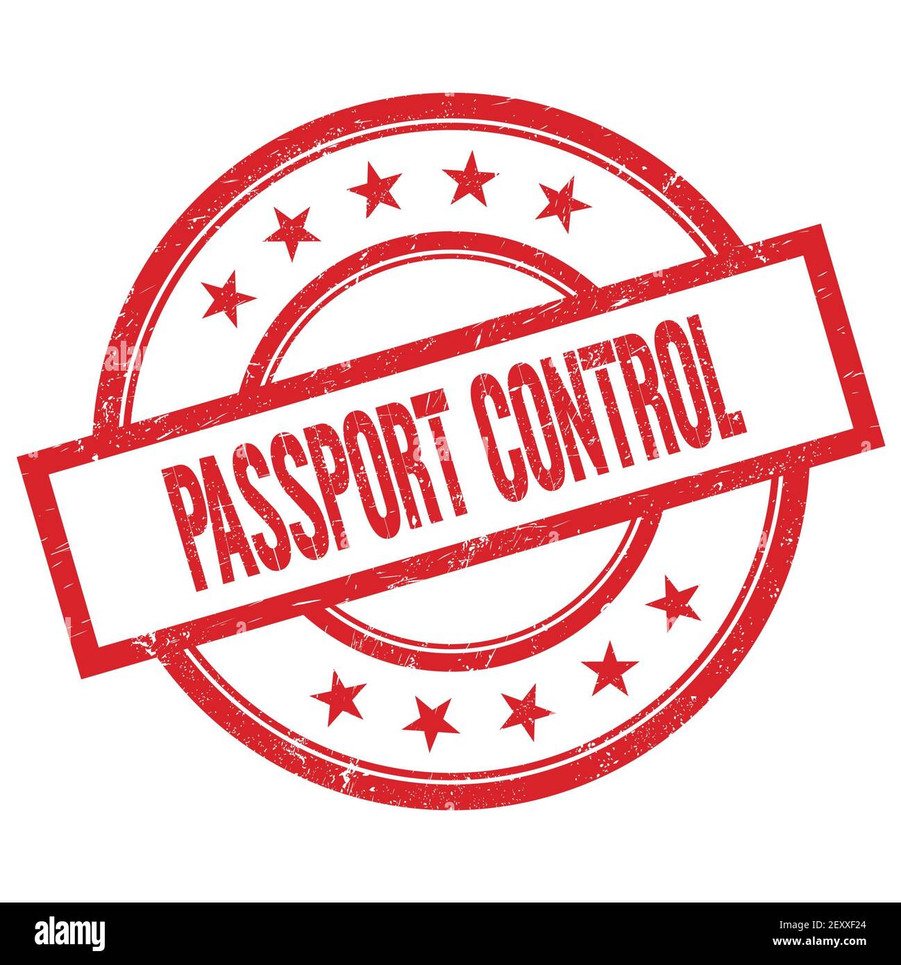 PASSPORT CONTROL text written on red round vintage rubber stamp Stock ...