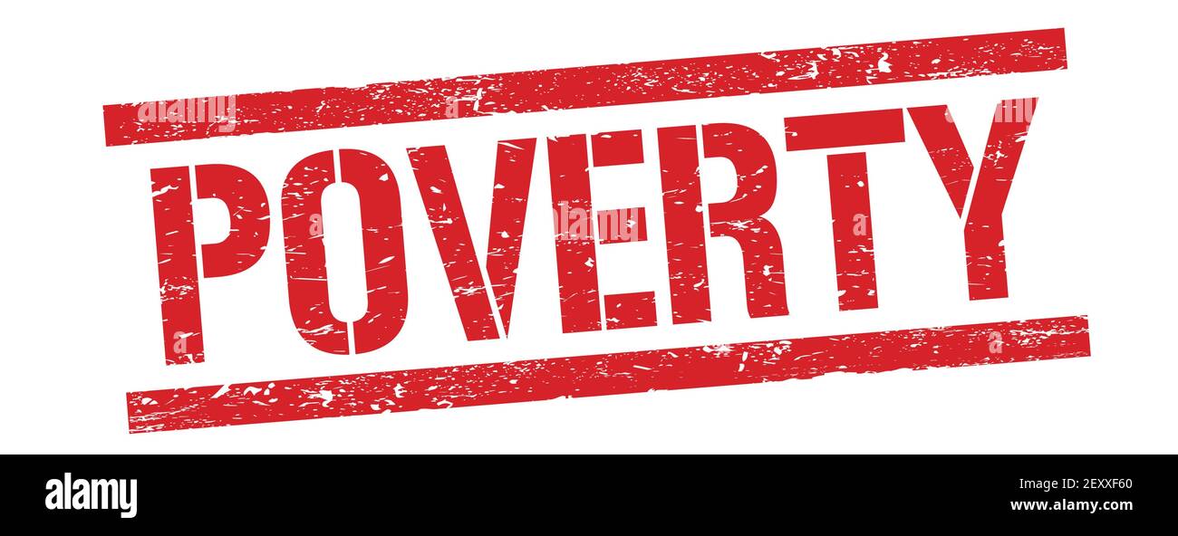 POVERTY text on red grungy rectangle stamp sign Stock Photo - Alamy