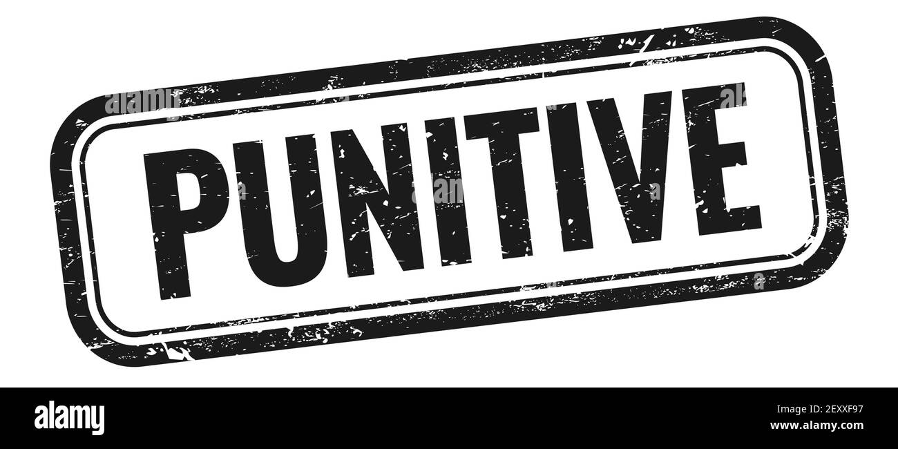 PUNITIVE text on black grungy vintage rectangle stamp Stock Photo - Alamy