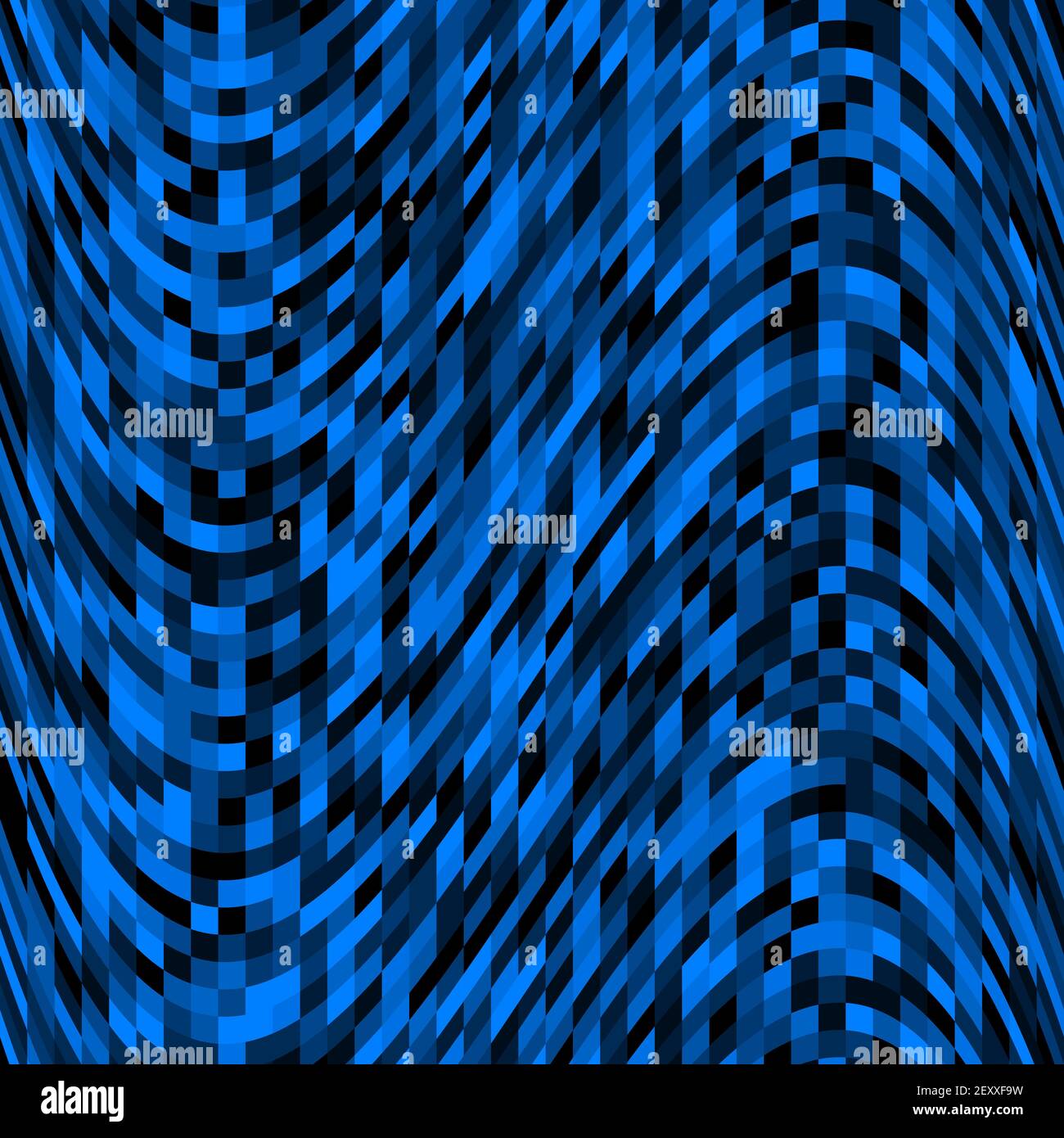Pixel pattern background of vector blue wave seamless square mosaic ...