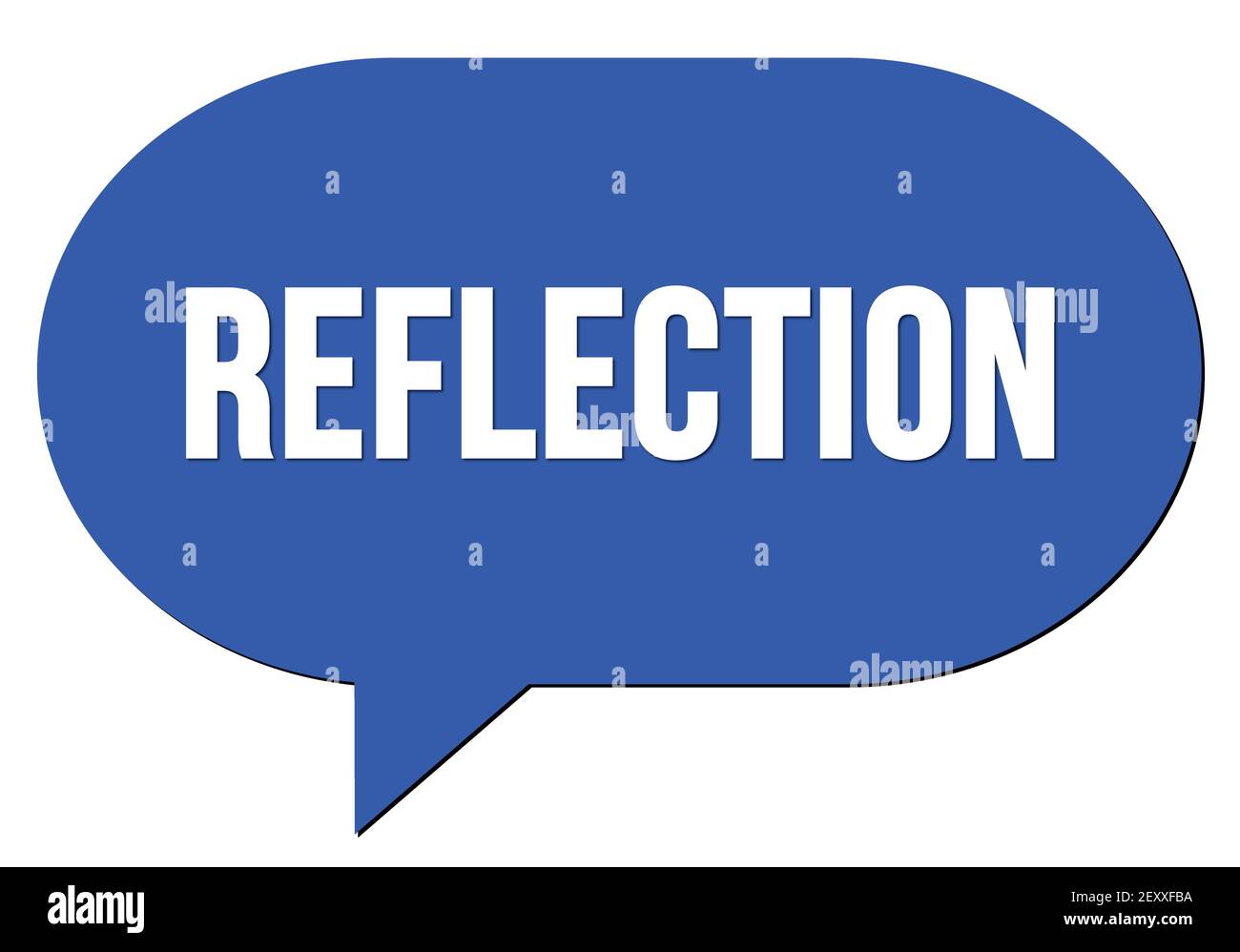 REFLECTION text written in a blue speech bubble stamp Stock Photo - Alamy