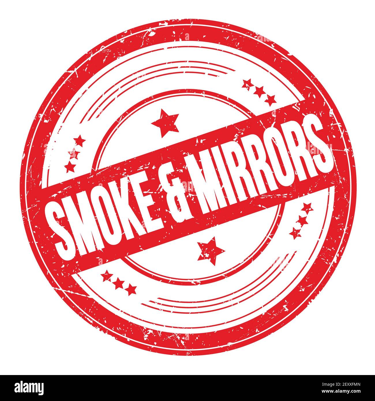 SMOKE & MIRRORS text on red round grungy texture stamp Stock Photo - Alamy