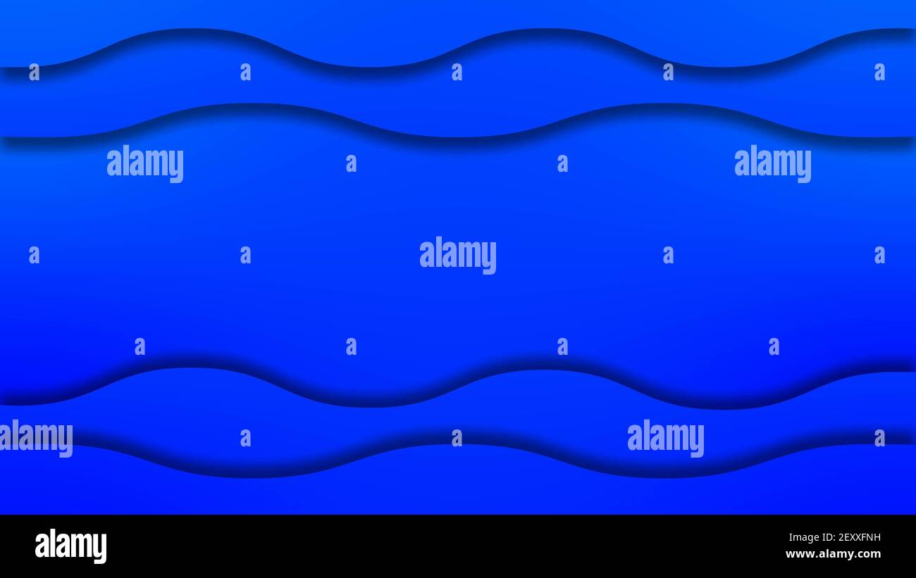 Abstract graphic background - color wall of different blue waves with ...