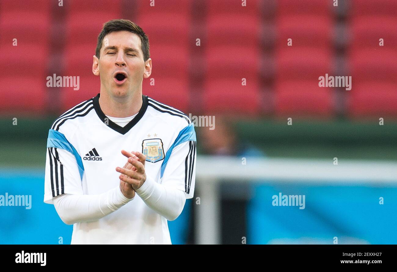 Argentina's star Lionel MESSI during a training session of Argentina ...