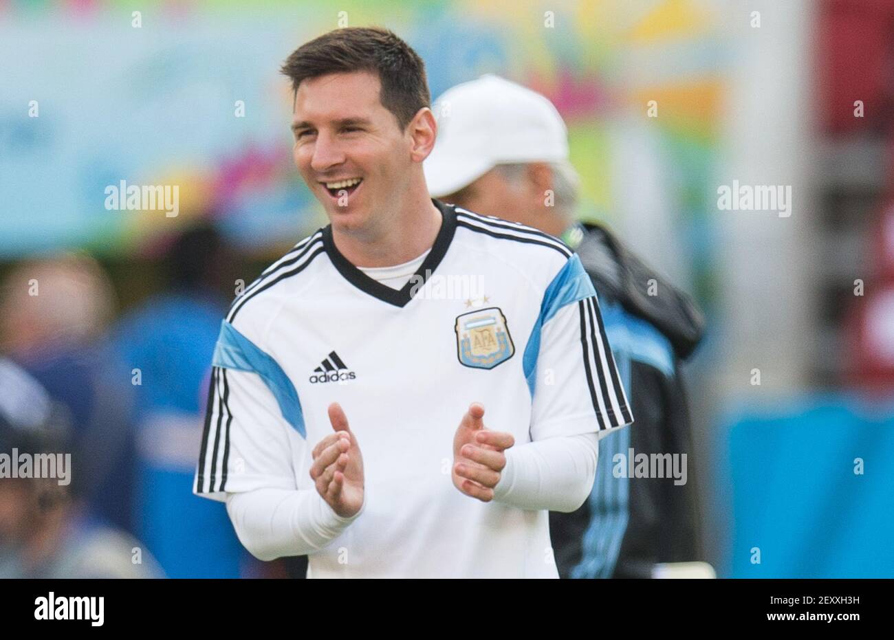 Argentina's star Lionel MESSI during a training session of Argentina ...
