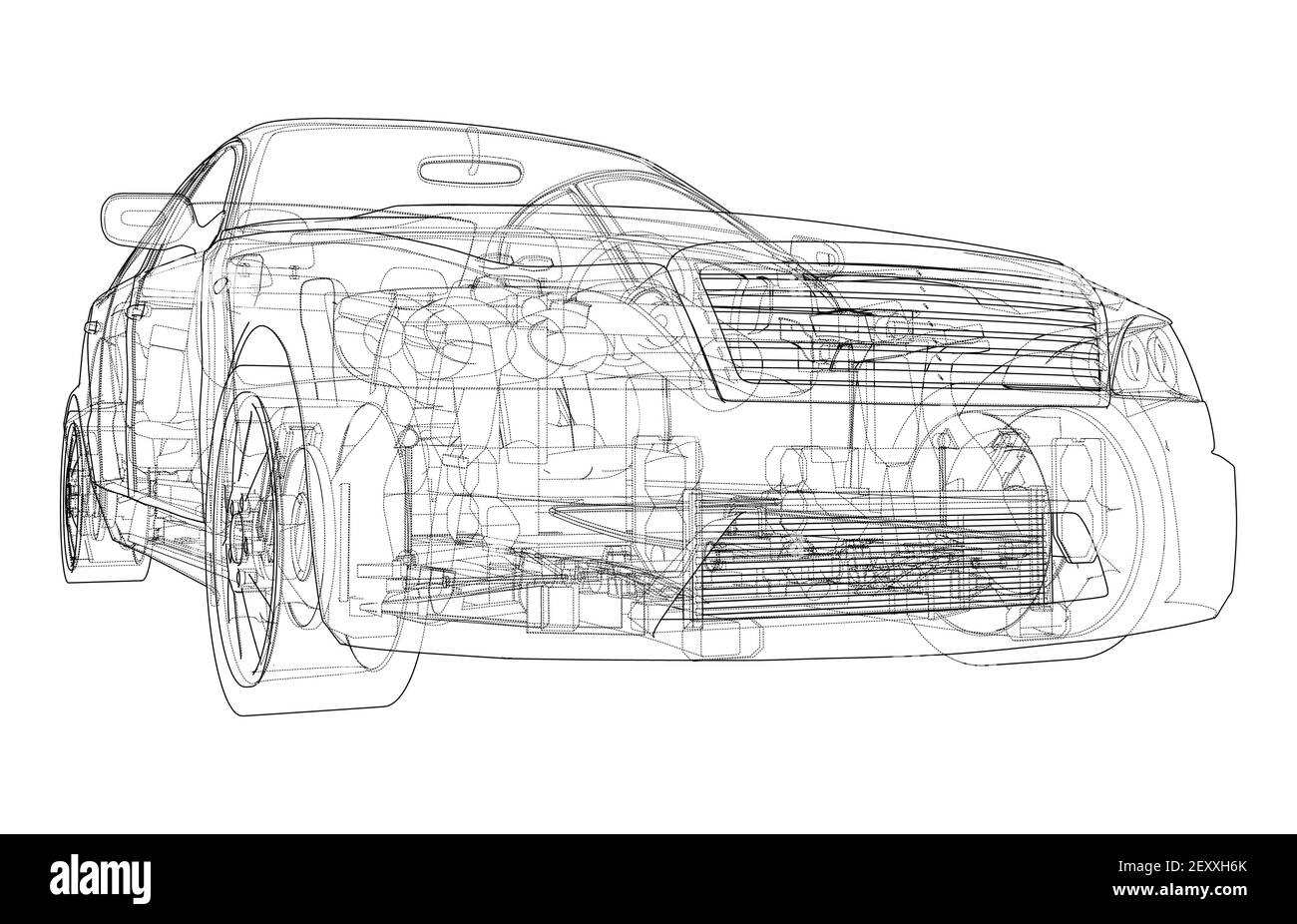 Electric Car With Chassis. Vector rendering of 3d Stock Vector Image ...
