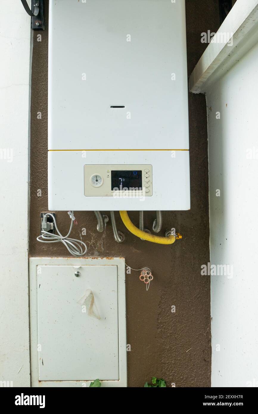 Rectangular Heater for Hot Water Connected to the Outside of the House ...