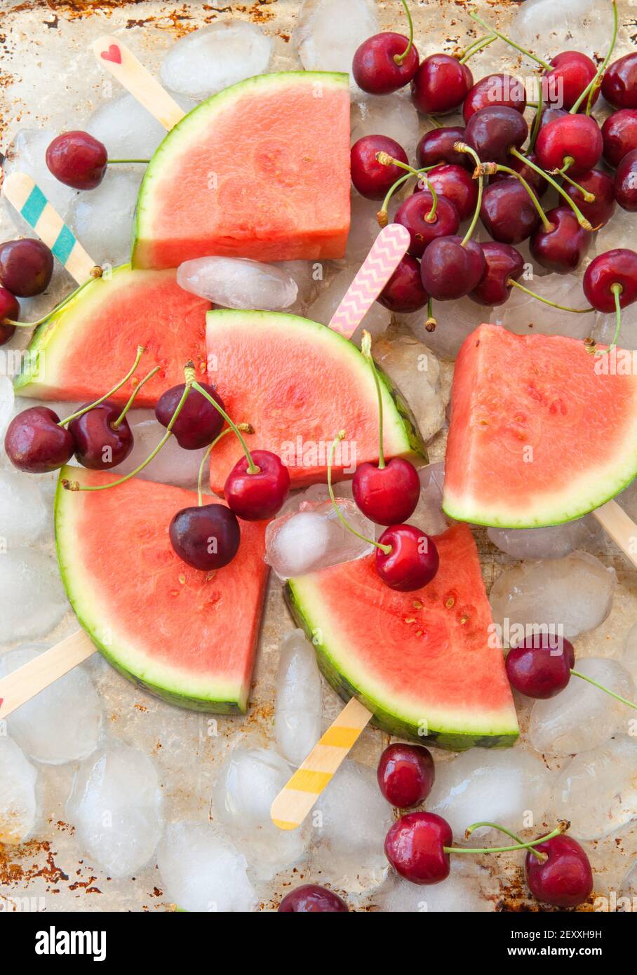 Fresh watermelon and cherries Stock Photo - Alamy