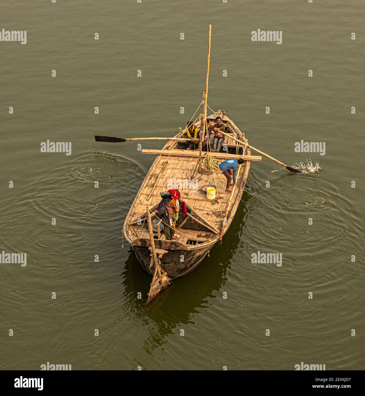 a boat in river ganges during the kumbh mela in haridawar.kumbh is the ...