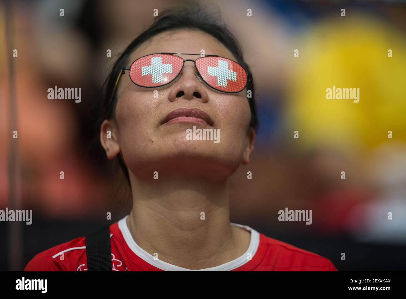 A Switzerland's supporter before the group E 2014 FIFA World Cup soccer ...
