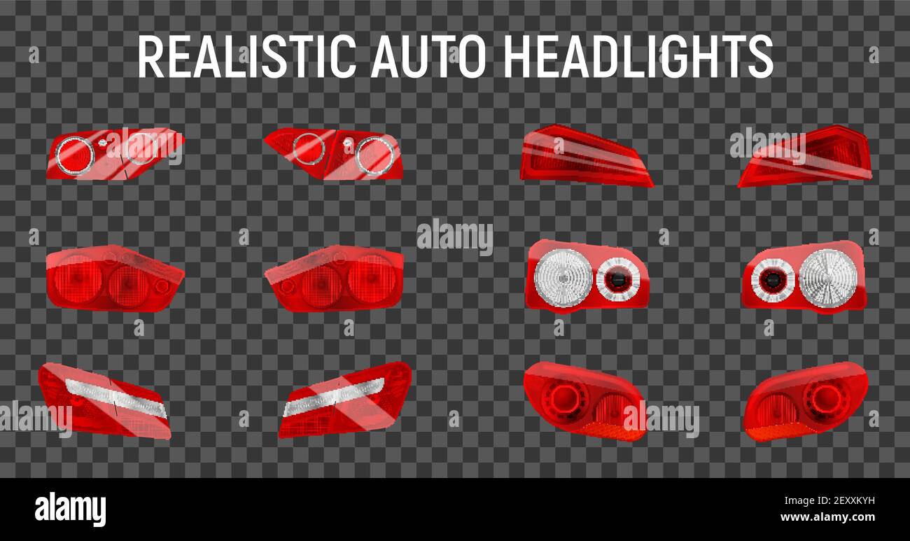 Realistic auto back stop headlights set with twelve isolated brake and ...