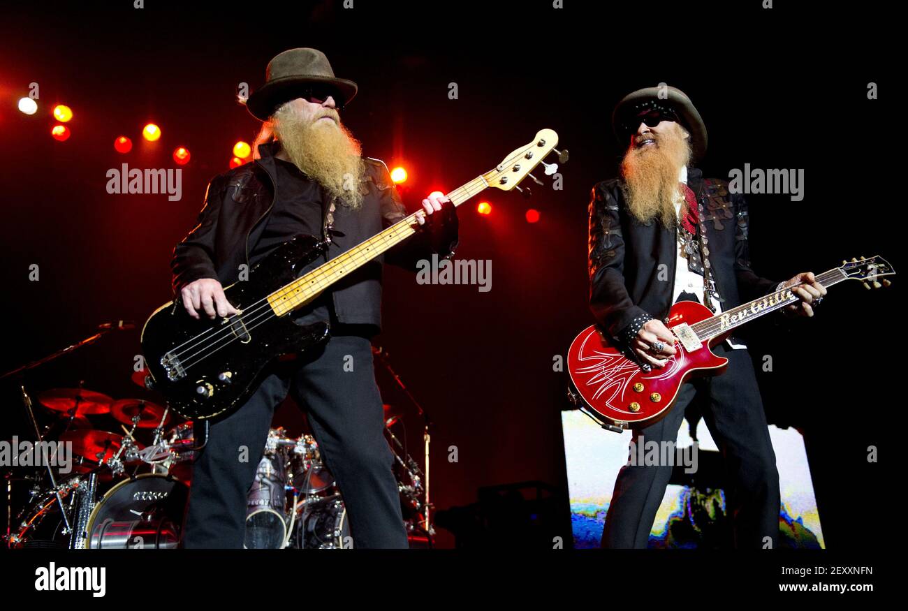 American band ZZ TOP with guitarist and vocalist Billy Gibbons, bassist ...