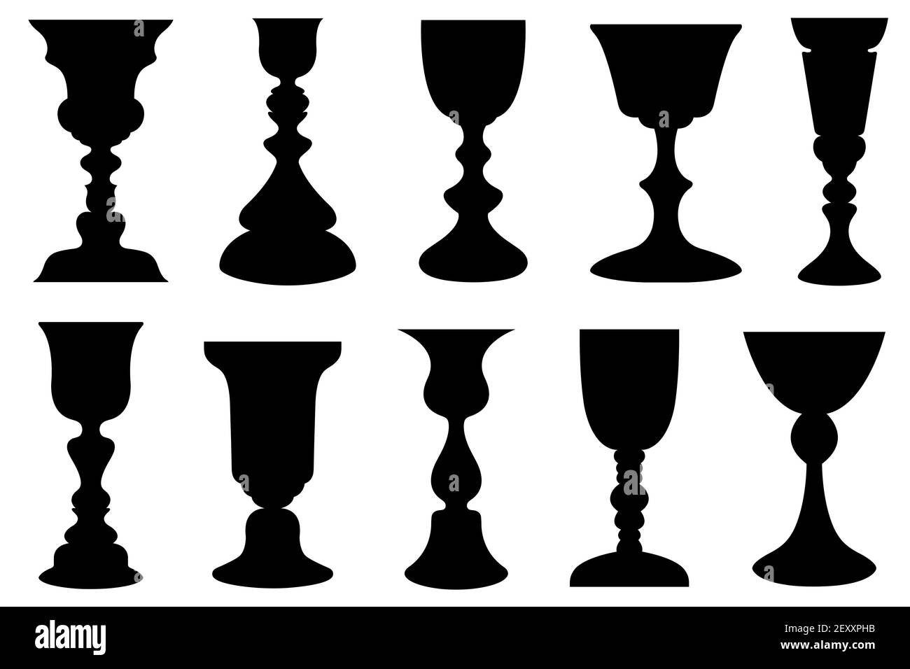 Set of different chalices isolated on white Stock Photo - Alamy
