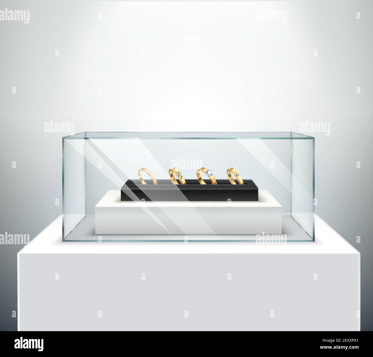 Gold exclusive diamond engagement wedding rings display in luxury ...