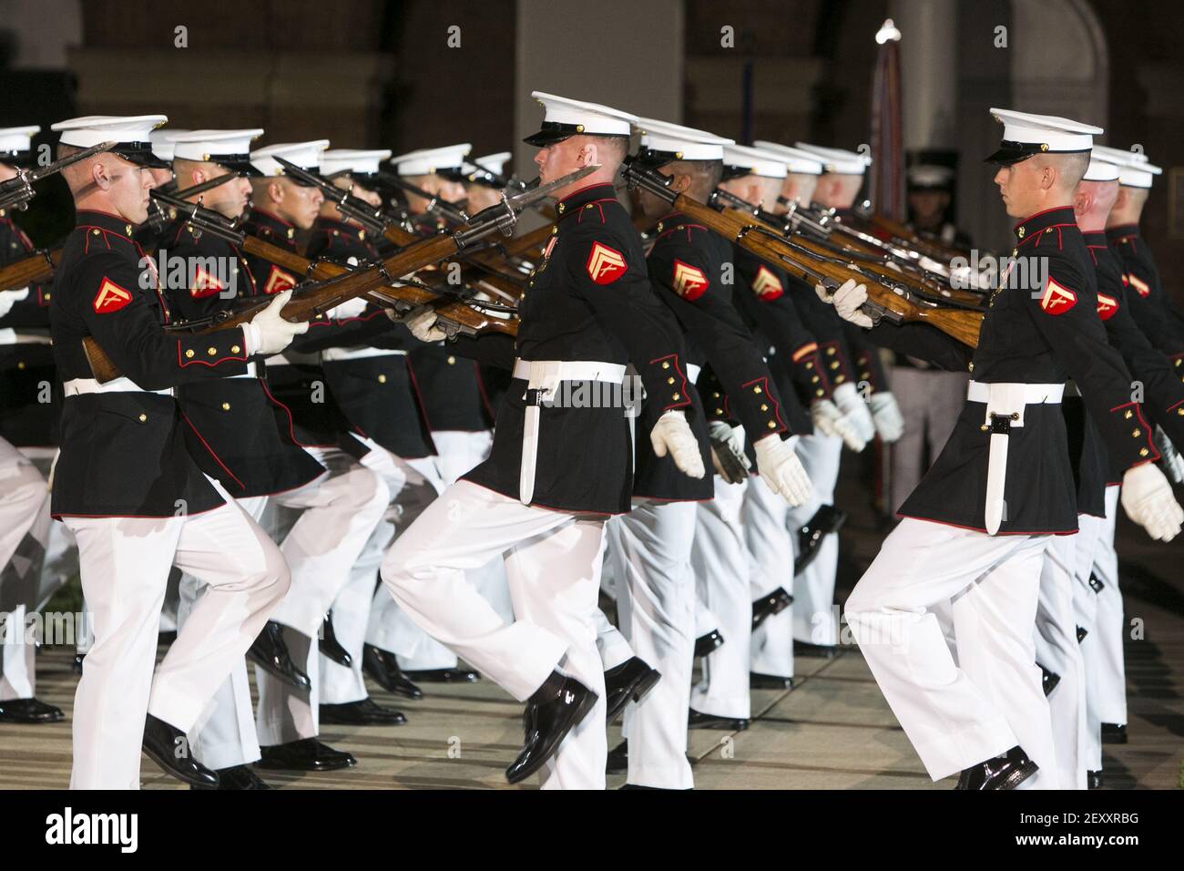 The Marine Corps Silent Drill Platoon performs during The Marine ...