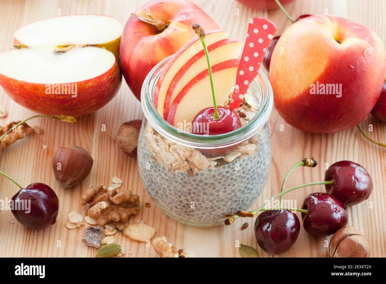 Chia pudding with fresh fruit Stock Photo - Alamy