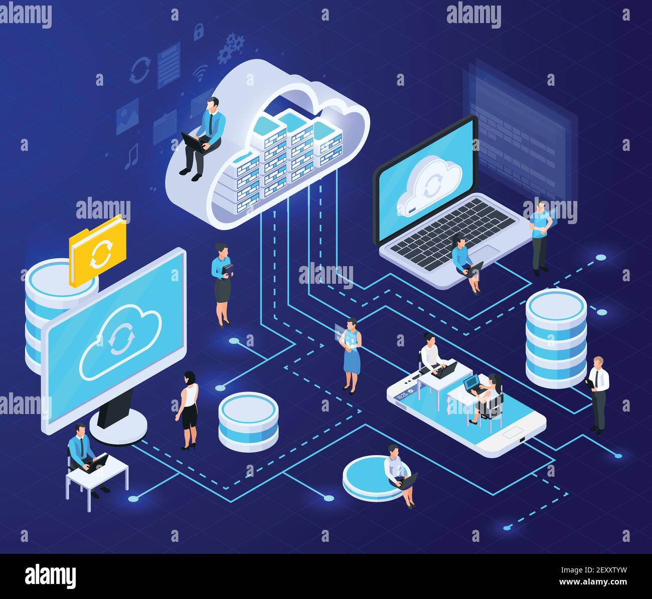 Cloud services isometric composition with big icons of cloud computing ...