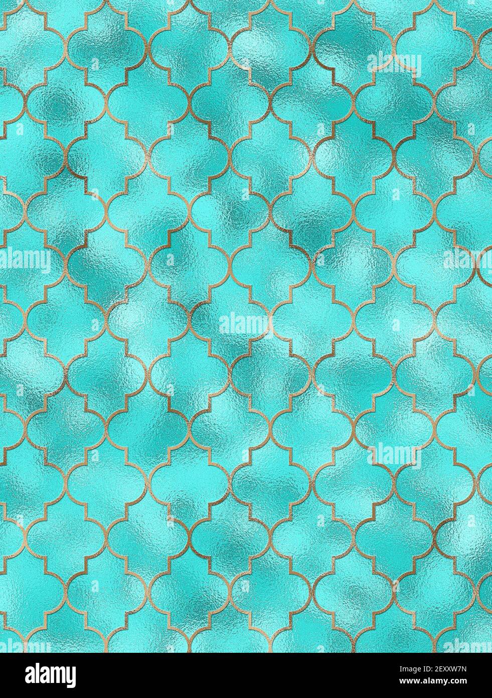 Moroccan seamless pattern with gold line over turquoise blues. Turkish ...