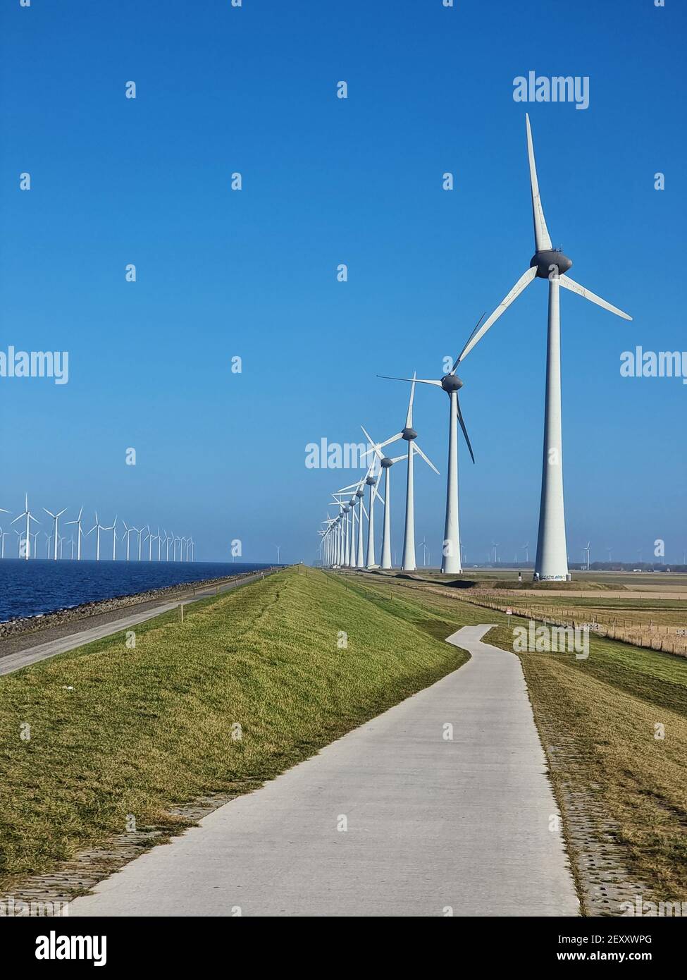 Windmill village indrustial wind mill by the lake Ijsselmeer ...