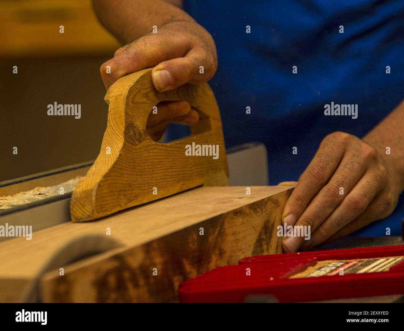 Student Amir Azimi learns how to work with wood at his wood shop class ...