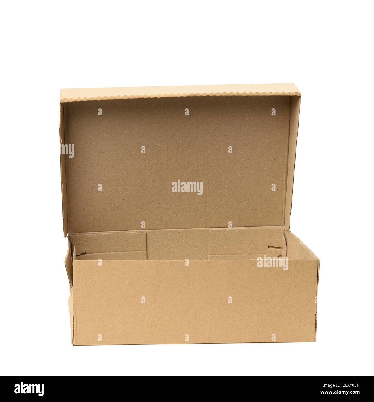 open cardboard rectangular box made of corrugated brown paper isolated ...